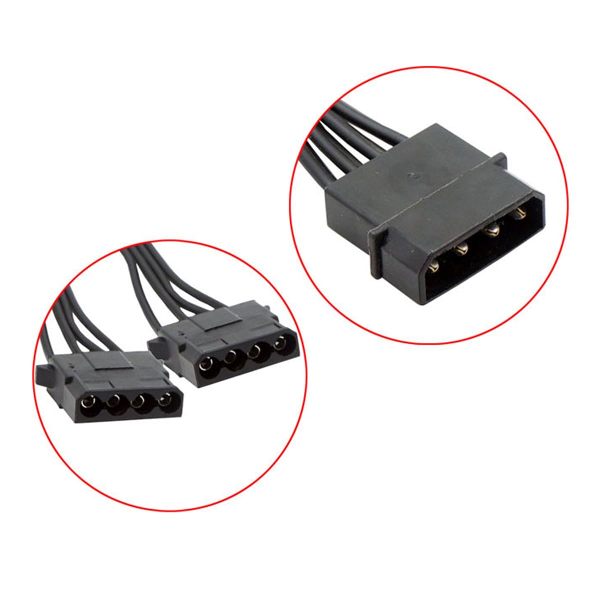 8 Inch IDE Peripheral Power Cable 2-Pack 4-Pin Molex Y-Splitter Cables ...