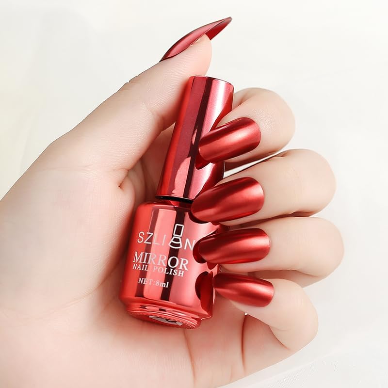 Amazon.com : IMGDD Nail Polish Metallic Mirror Effect Metal Long ...