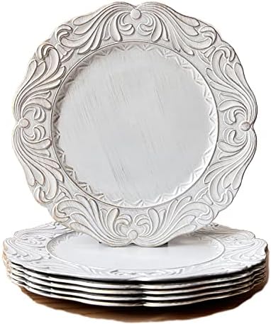 Amazon.com | Leemxiiny 13" Antique White Charger Plates, Set of 6 ...