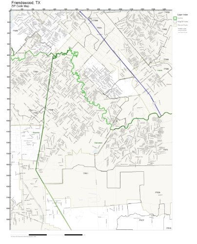 Amazon.com : ZIP Code Wall Map of Friendswood, TX ZIP Code Map ...