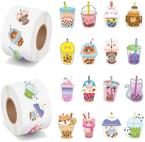 Amazon.com: BeYumi Bubble Tea Sticker Roll - 1000Pcs Boba Stickers in 2 ...