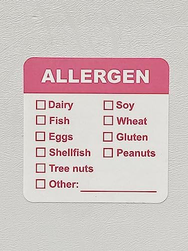 Amazon.com : Allergen Warning Stickers Labels Pink 2x2 inch Food ...