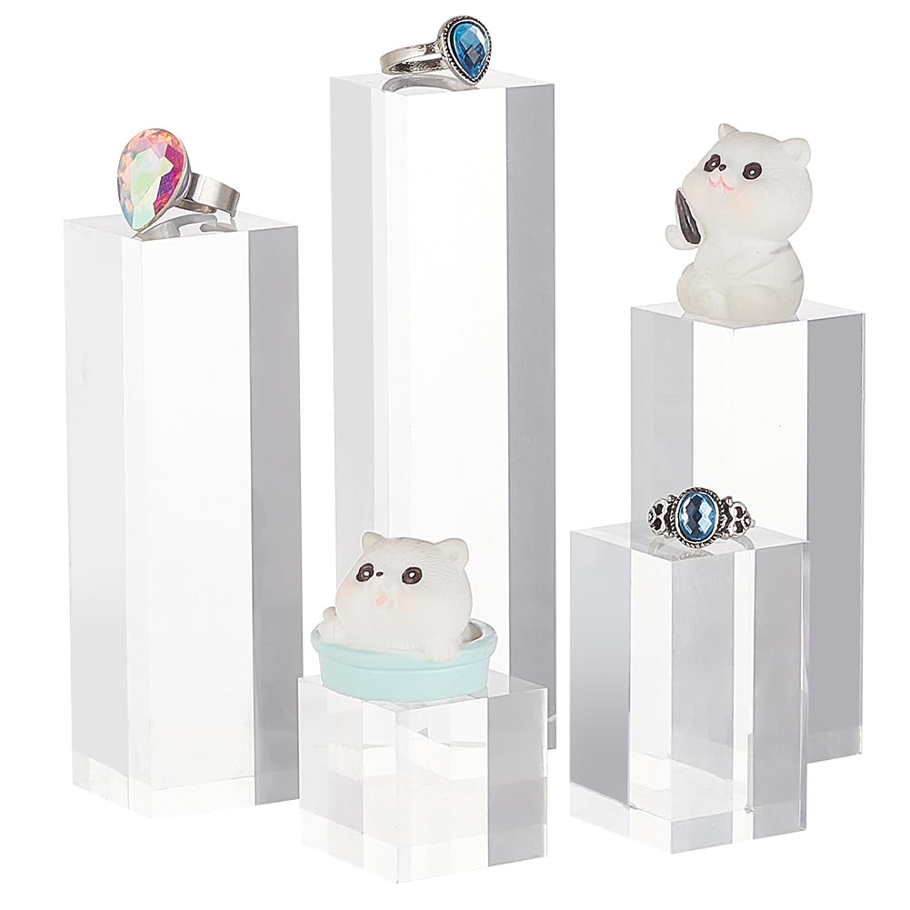 BENECREAT 5pcs Clear Acrylic Display Block 3/5/8/10/12cm Cube Square ...