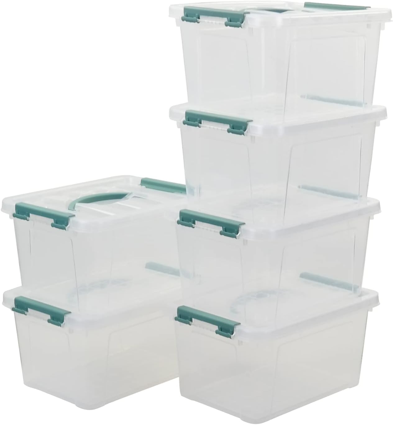 Hokky 6 Liter Plastic Storage Boxes Set of 4, Clear Small Box with Lid ...