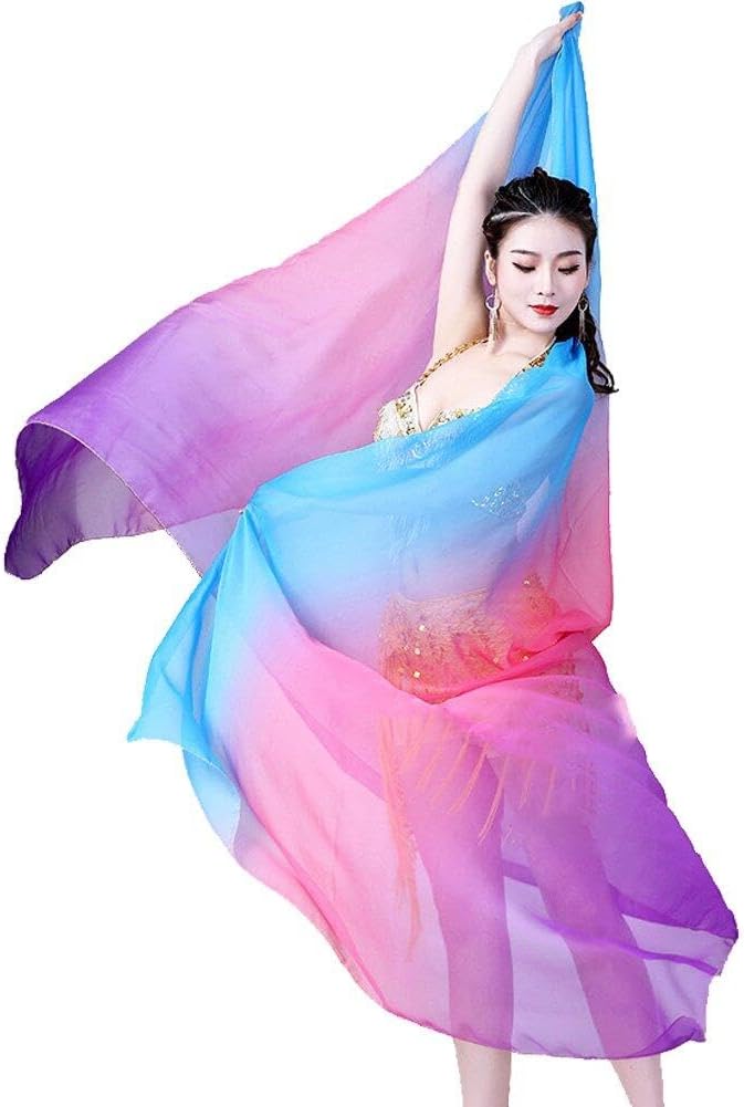 Real Silk Belly Dance Veil Silk Scarf Gradual Colors Streamer Belly ...