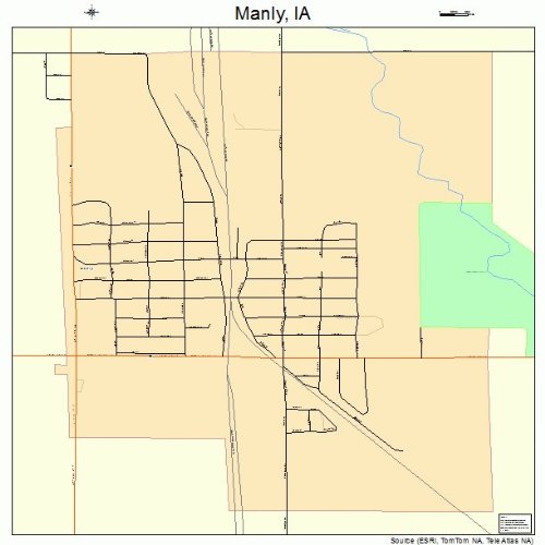 Large Street & Road Map of Manly, Iowa IA - Printed poster size wall ...