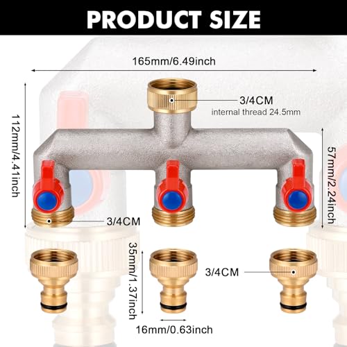 Zocipro Brass 3 Way Outside Tap Splitter, 3/4″ Hose Tap Splitter ...