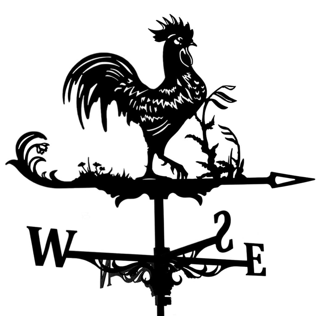Amazon.com : Fenteer Metal Rooster Shape Weathervane Roof Mount Weather ...