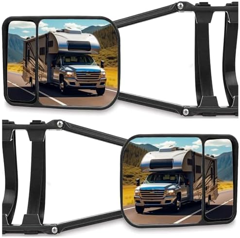 Riloer 2X Caravan Towing Mirrors, Motorhome Car Van RV Trailer Wing ...