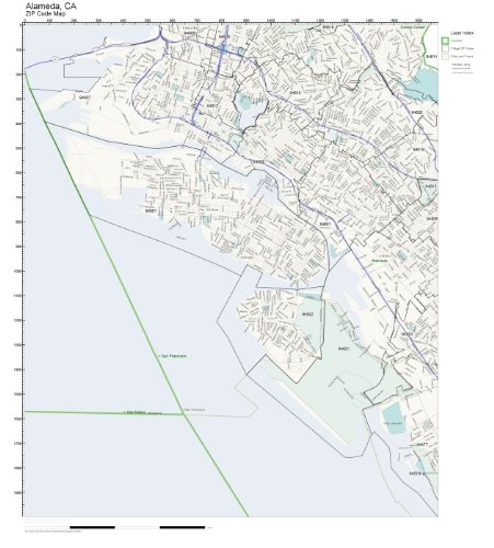 ZIP Code Wall Map of Alameda, CA ZIP Code Map Laminated: Amazon.com ...