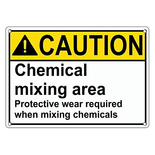Weatherproof Plastic ANSI Caution Chemical Mixing Area Sign with ...