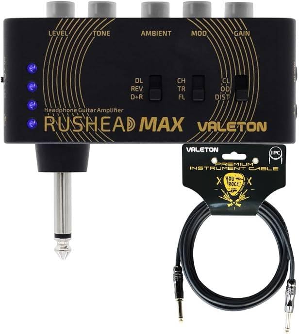 Amazon.com: VALETON Rushead Max + 10 ft Cable Bundle Guitar Headphone ...
