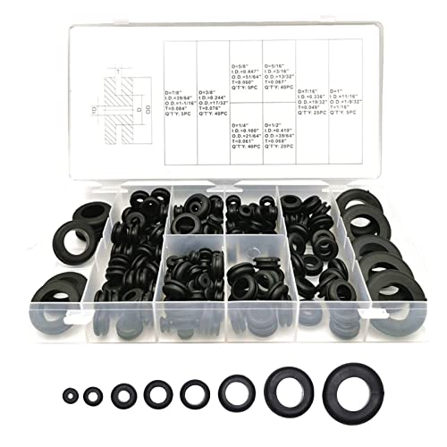 Snapklik.com : Boatsea 180 Pcs 8 Size Rubber Grommet Assortment Kit For ...