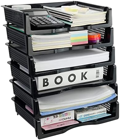 Amazon.com: Jekiyo 6 Pack Desktop Stackable Organizer Tray, Black ...
