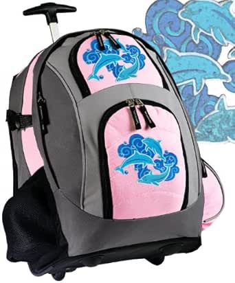 Amazon.com | DOLPHIN Rolling Backpack Deluxe Pink Dolphins Backpacks ...