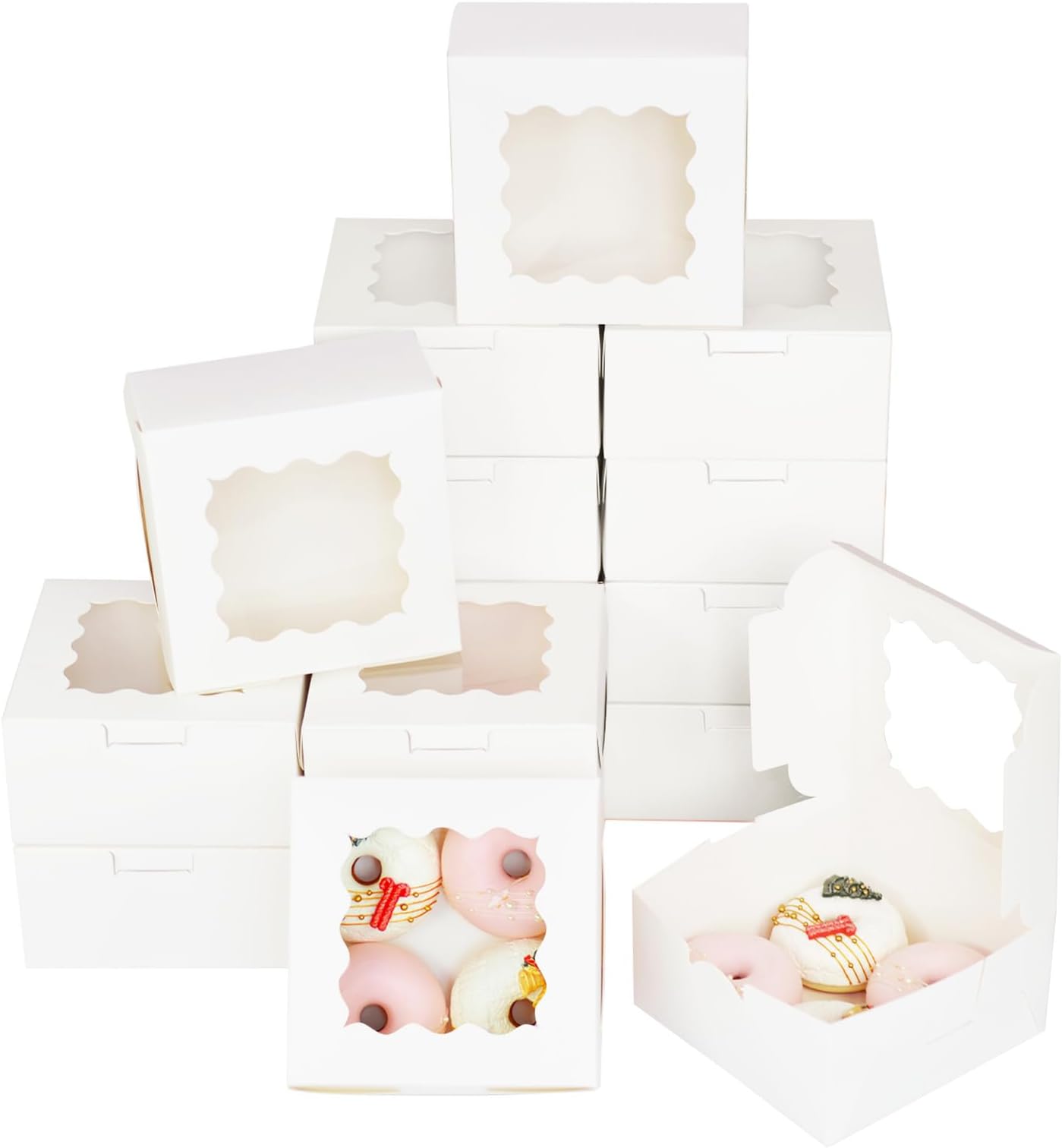 50 Cajas para Postres con Ventana, Cajas para Galletas Blancas, Caja ...