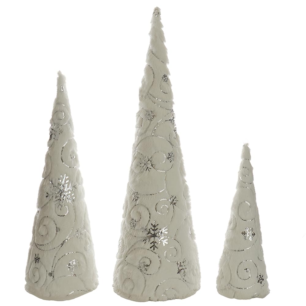 Amazon.com: Kurt S. Adler White and Silver Cone Tree Table Pieces 3pc Set 12-24 inches : Home ...