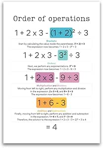 Amazon.com: Order Of Operations Example Poster - Educational For ...