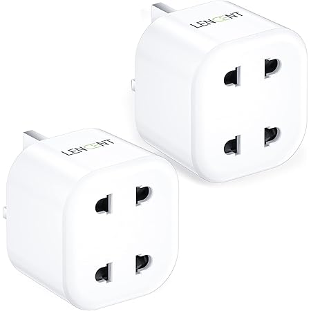 UK 2 Pin to 3 Pin 13A Fuse Adaptor Plug, Lencent Electric Shaver Razor ...