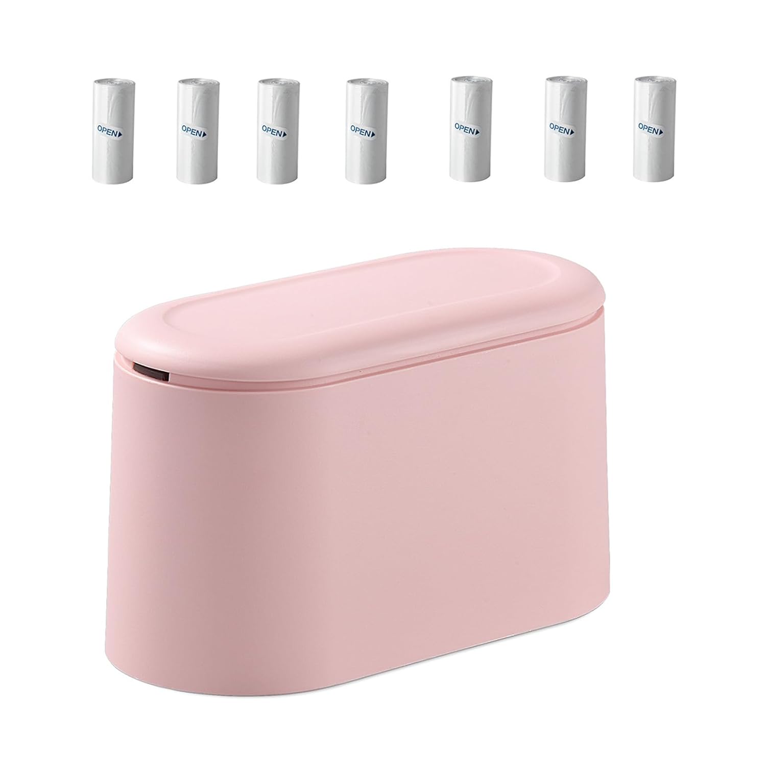 Amazon.com: SUBEKYU Pink Mini Trash Can with Lid,Small Trash Can,Desk ...