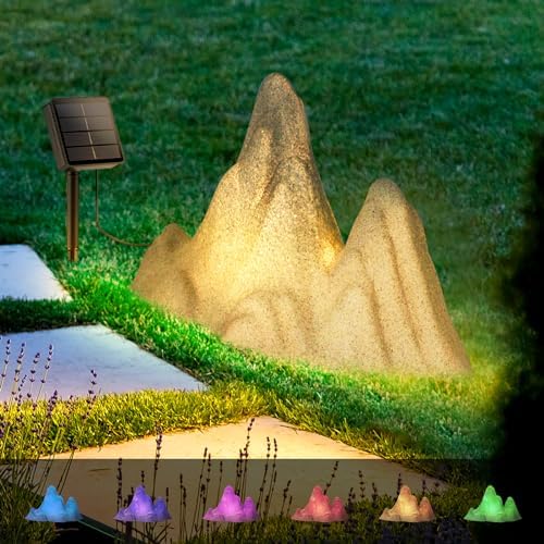 Solar Outdoor Rock Lamp IP65 Waterproof Garden Stone Path Lights ...