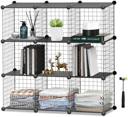 Wire Cube Storage, 9-Cube Organizer Metal, C Grids Storage Bins ...