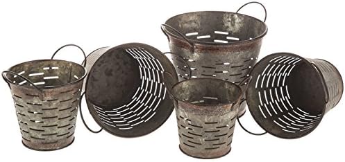 Amazon.com: Galvanized Metal Olive Buckets with Handles, Set of 5: Home ...