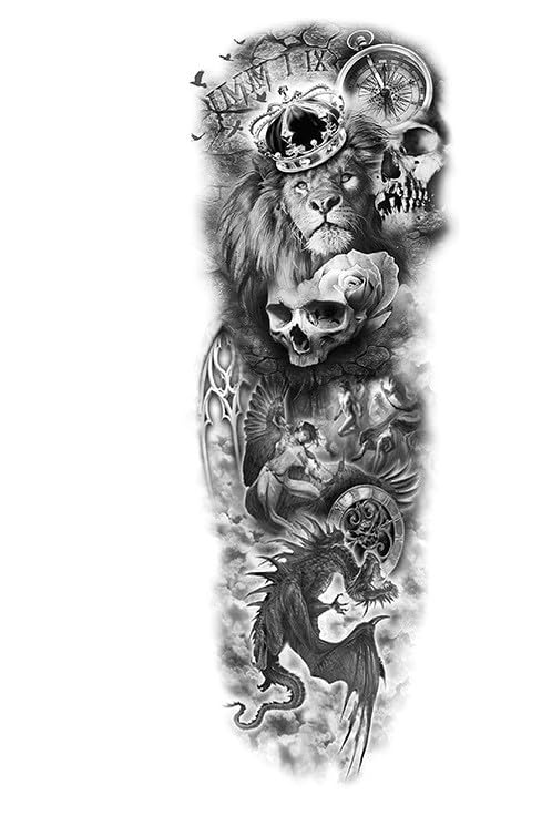 Amazon.com : Full Arm Temporary Tattoo Stickers, Flower and Totem ...