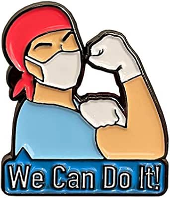 Amazon.com: Rosie the Riveter Enamel Badge Reel Pin | We Can Do It ...