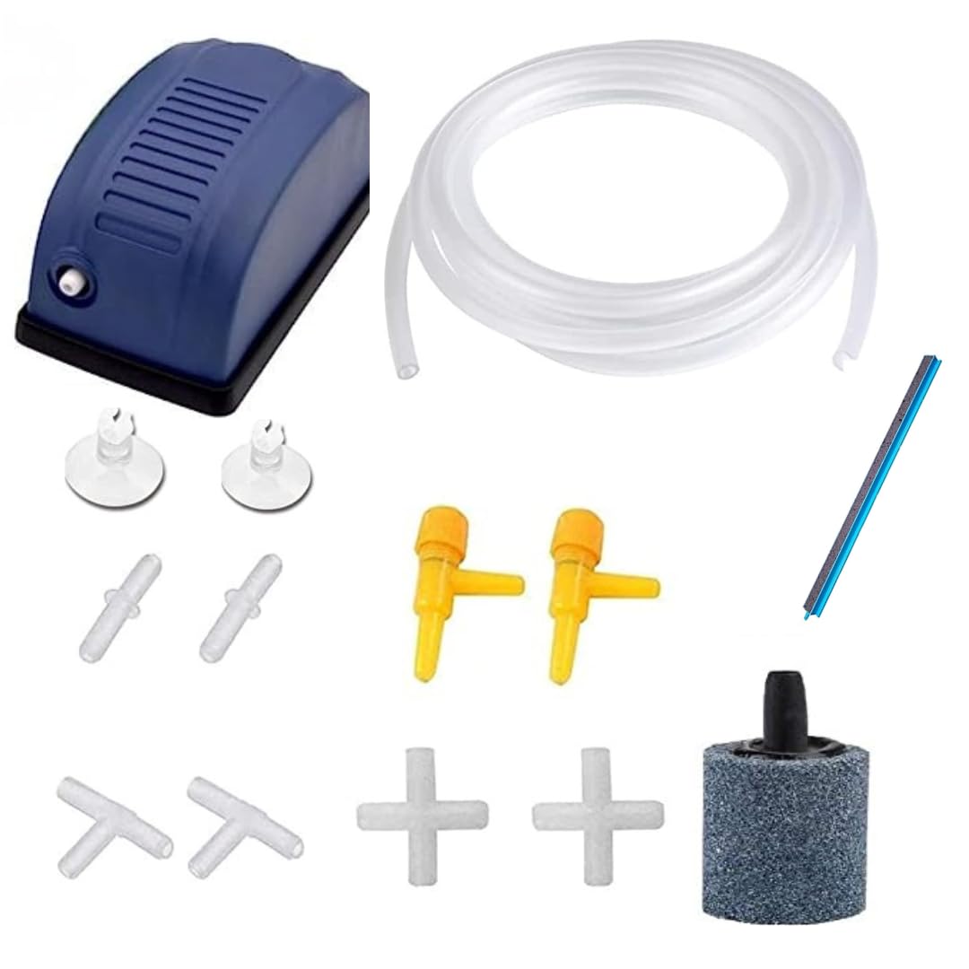 KSH Store-Aquarium BL-108 Air Pump. Single Nozzle, 2 Speed, 3.5 Watt & 3.5 L/Min. O2 Tube 2METER ...