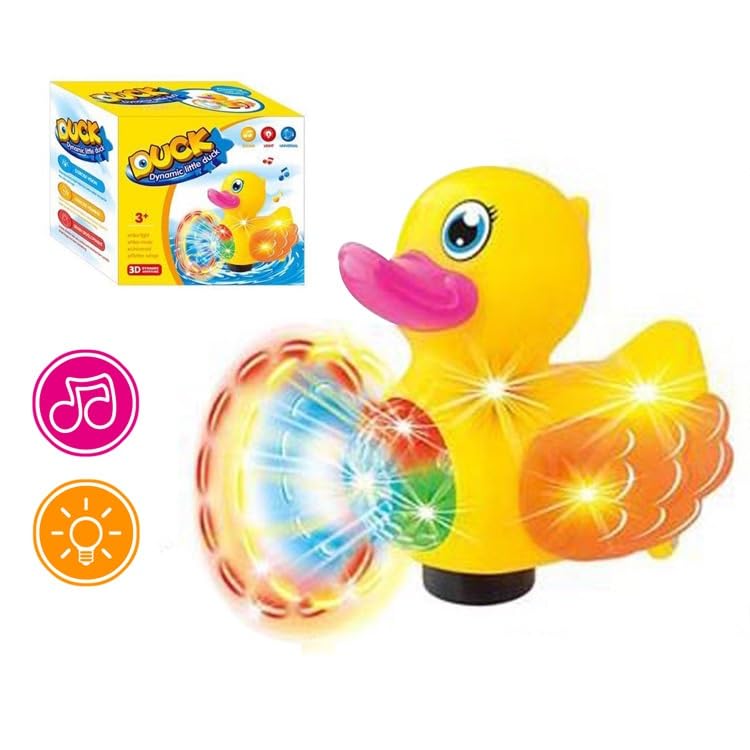 Amitasha 3D Bump and Go Duck Musical Dancing Light Crawling Toy for ...