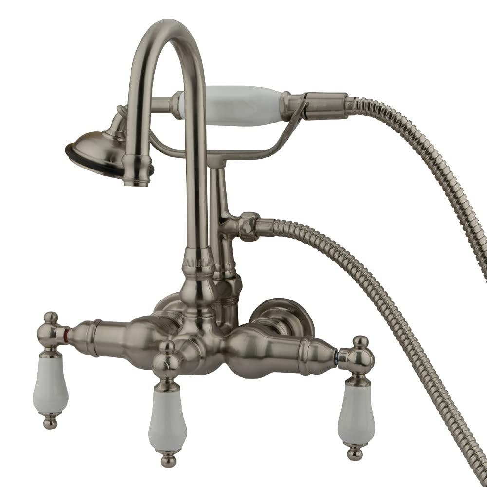 Kingston Brass CC11T8 Vintage Leg Tub Faucet with Hand shower, Satin ...