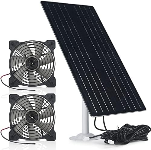 Amazon.com: Solar Fans for Outside 12w 12v Greenhouse Fan with 2pcs ...