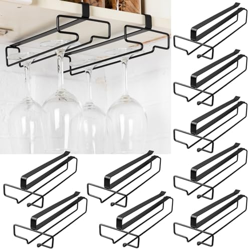 Amazon.com: Yetene 9 Pack 14 Inch Black Wine Glass Rack Hanging Under ...
