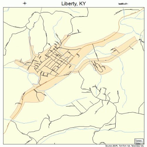 Large Street & Road Map of Liberty, Kentucky KY - Printed poster size ...