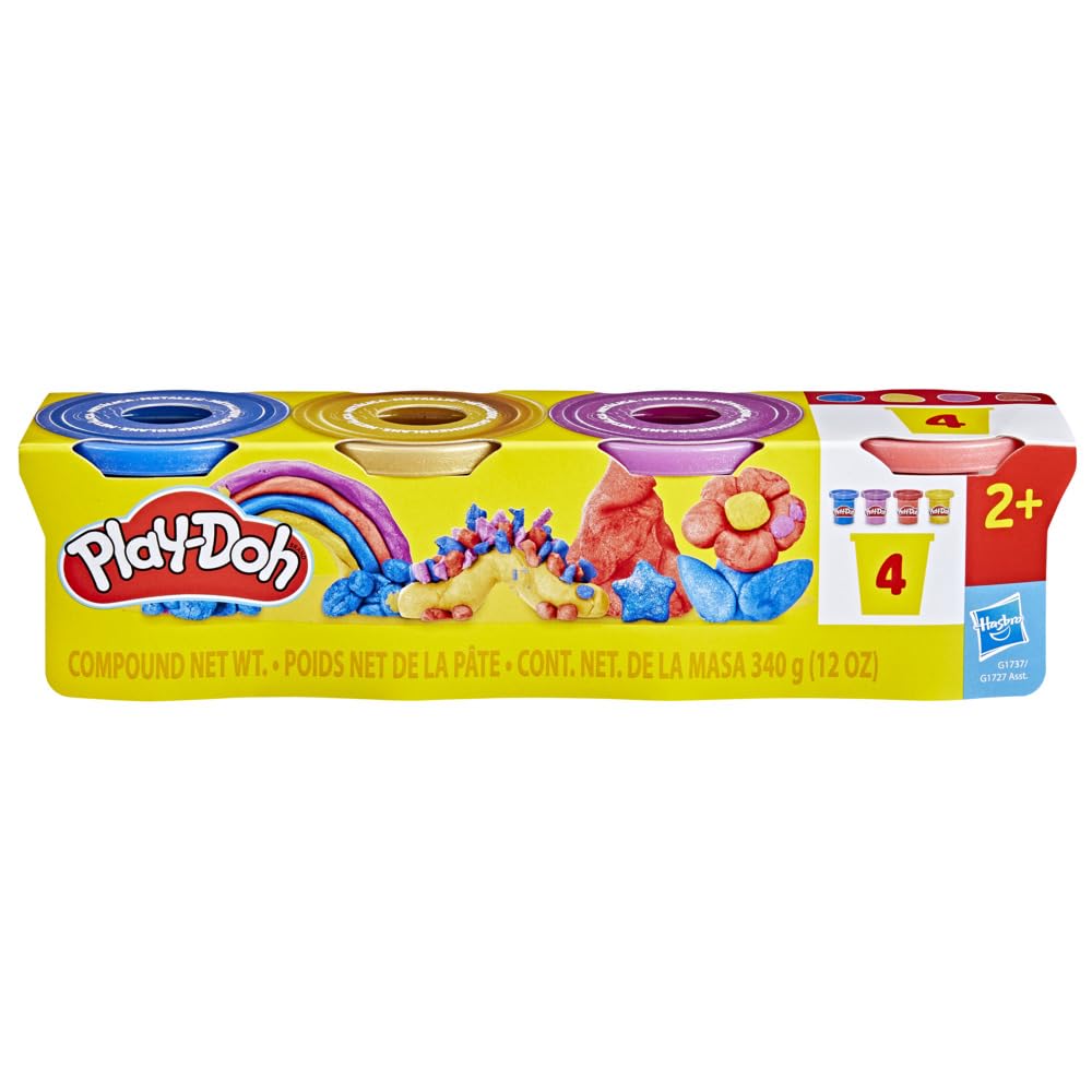 Snapklik.com : Play-Doh Pack Of 4 Shimmer Shine Clay - 4 Shimmering Colours
