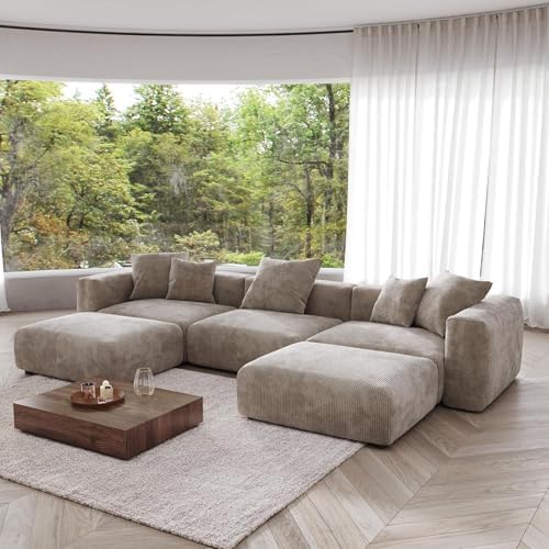 Amazon.com: JACH 141" Oversized Modular Corduroy Couch, Deep 3-Seats ...
