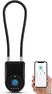 eLinkSmart Fingerprint Cable Lock, 3.6" Long Shackle Small Keyless Biometric Waterproof ...