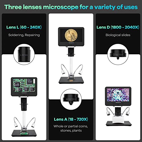 Snapklik.com : AD246S-M HDMI Digital Microscope 2000x For Adults, 3 ...
