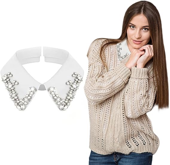 Buy Venzina® Fake Collar for Women White Fake Shirt Collar Chiffon ...