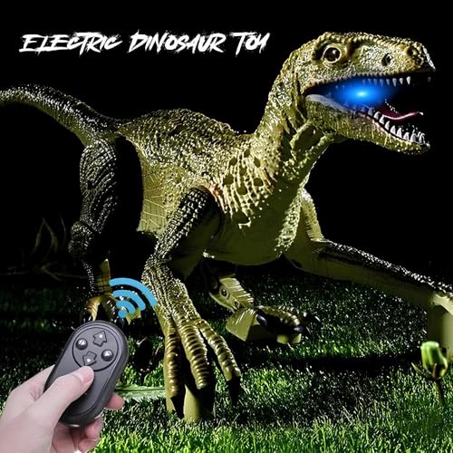 Remote Control Dinosaur Toy RC Dinosaur Velociraptor with LED Light and ...
