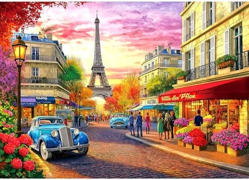 Amazon.com: Paris Street Scene 1000 Piece Jigsaw Puzzle for Adults ...