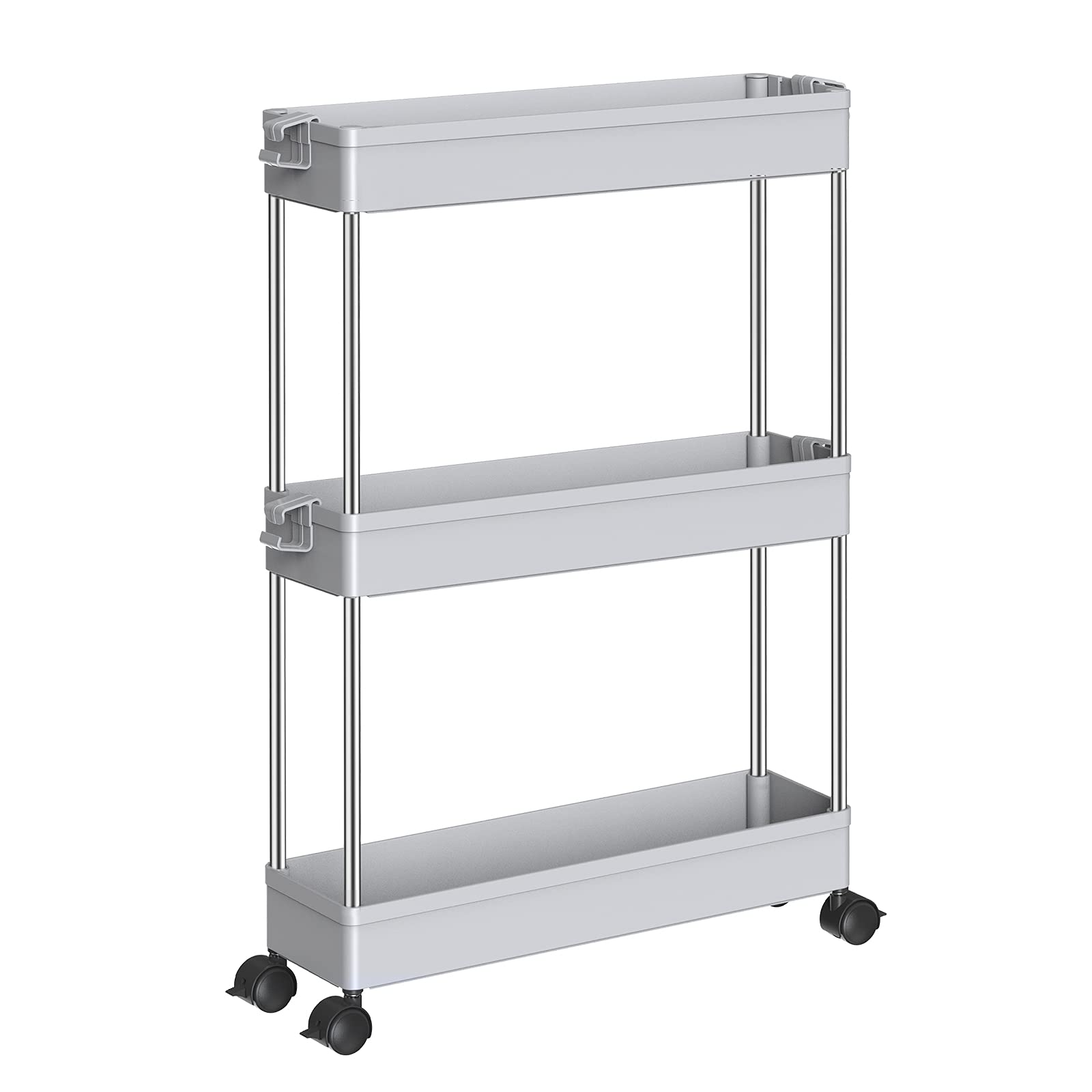 Buy SPACEKEEPER Storage Trolley 3-Tier Slim Storage Cart Slide Out ...