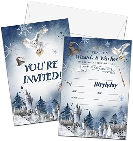 Amazon.com : Wizard Birthday Invitations Cards for Boys Girls, Double ...