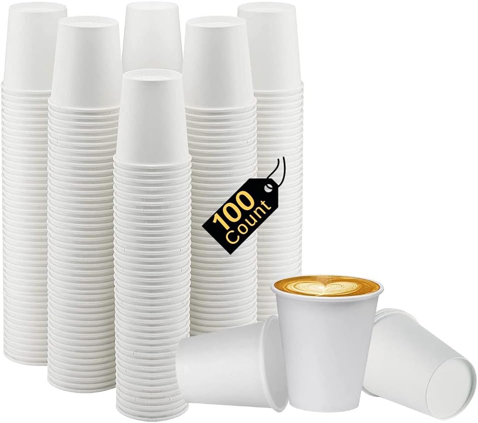 Amazon.com: Smygoods 6oz. White Paper Hot Cups, Disposable Paper Cups ...