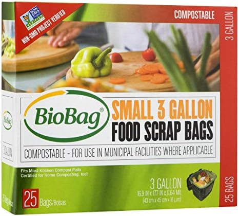 Amazon.com: BioBag Premium Compostable Food Scrap Bags, 3 Gallon, 25 ...