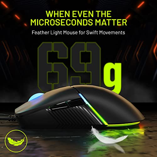 Archer Tech Lab Recurve 100 Ultra Light 69G Wired Gaming Mouse with ...