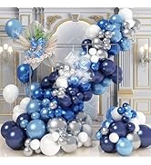 Amazon.com: Jobkoo Blue White Balloon Arch Kit Baby Blue White Silver Balloon Garland 4D Silver ...