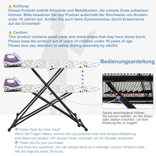 SUNDOY Premium Ironing Board for Steam Ironing Station, Extra Wide 31 x ...