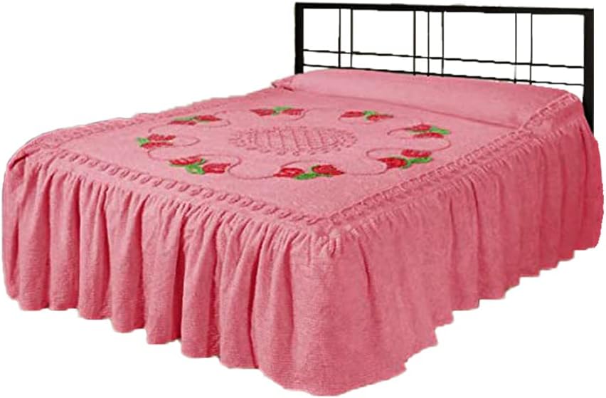 A ATH COLLECTION Luxury 100% Cotton Candlewick Fitted Bedspread ...